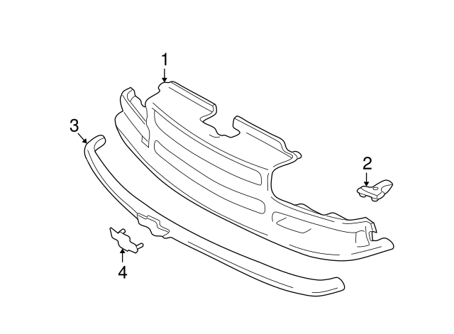 1998-2005 Chevrolet Primed Front Grille 19180339 GM | GMPartsDirect.com