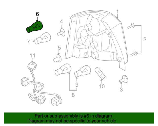 Genuine OEM Stop Lamp Bulb Part# LR006525 Fits 2011-2012 Land Rover LR2 ...