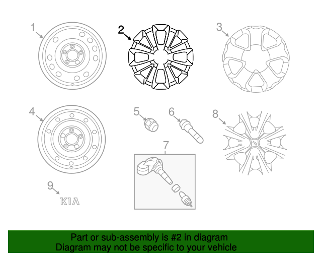 52910-1W650 - Wheel, Alloy 2016-2017 Kia Rio | Kia.Parts Store