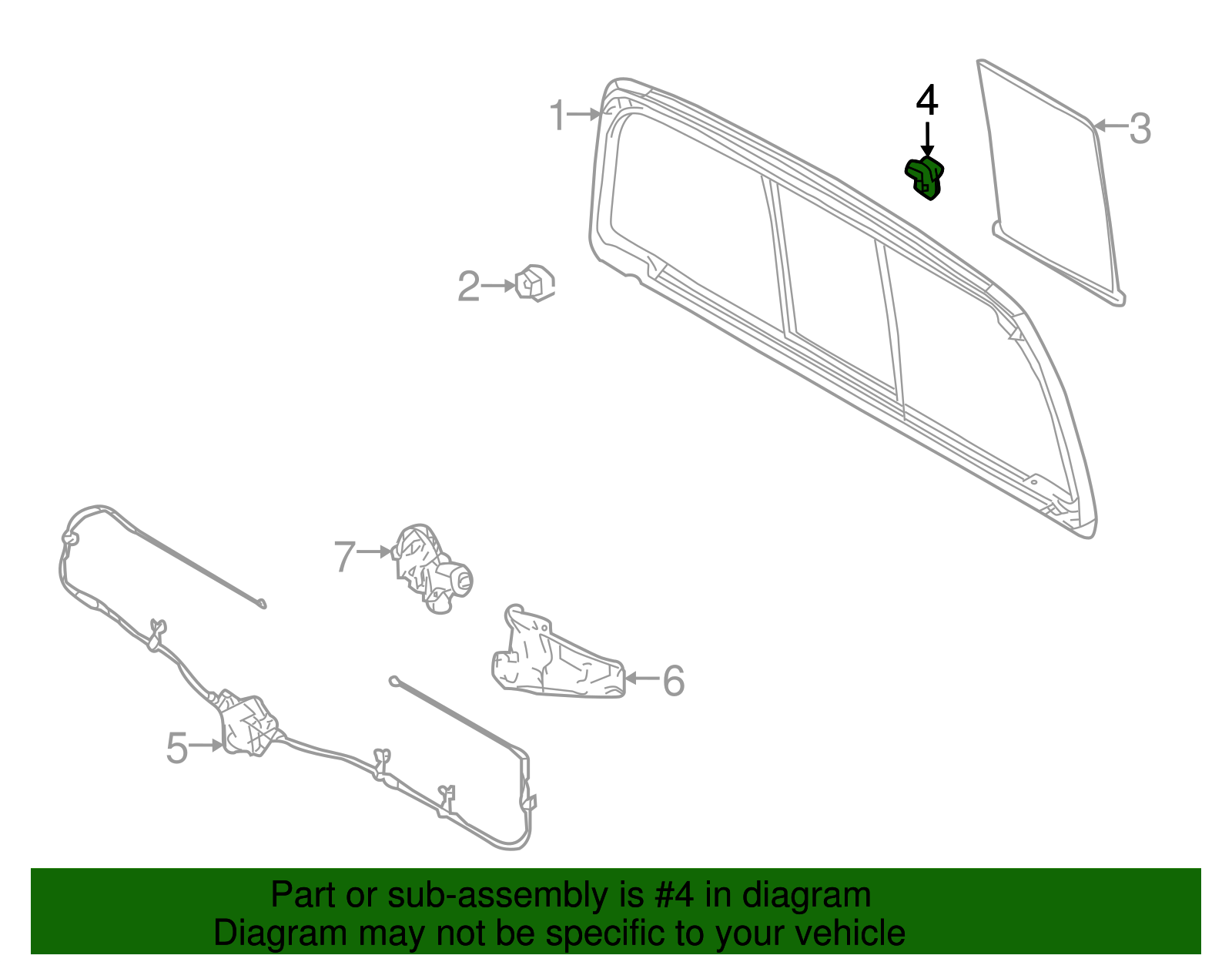 Genuine Toyota Sliding Glass Stopper part# 64805-04010 for 2017-2023 ...