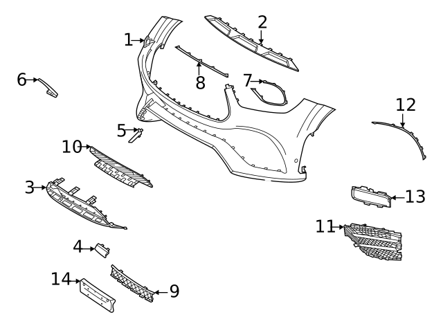167-885-21-04 - Bumper Trim 2021-2024 Mercedes-Benz GLE 63 AMG® S ...
