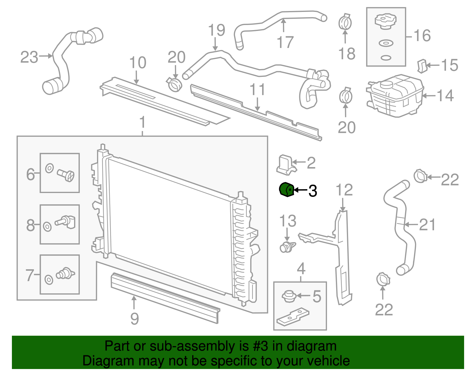 2011-2019 GM Radiator Insulator 55702167 GM | GMPartsDirect.com