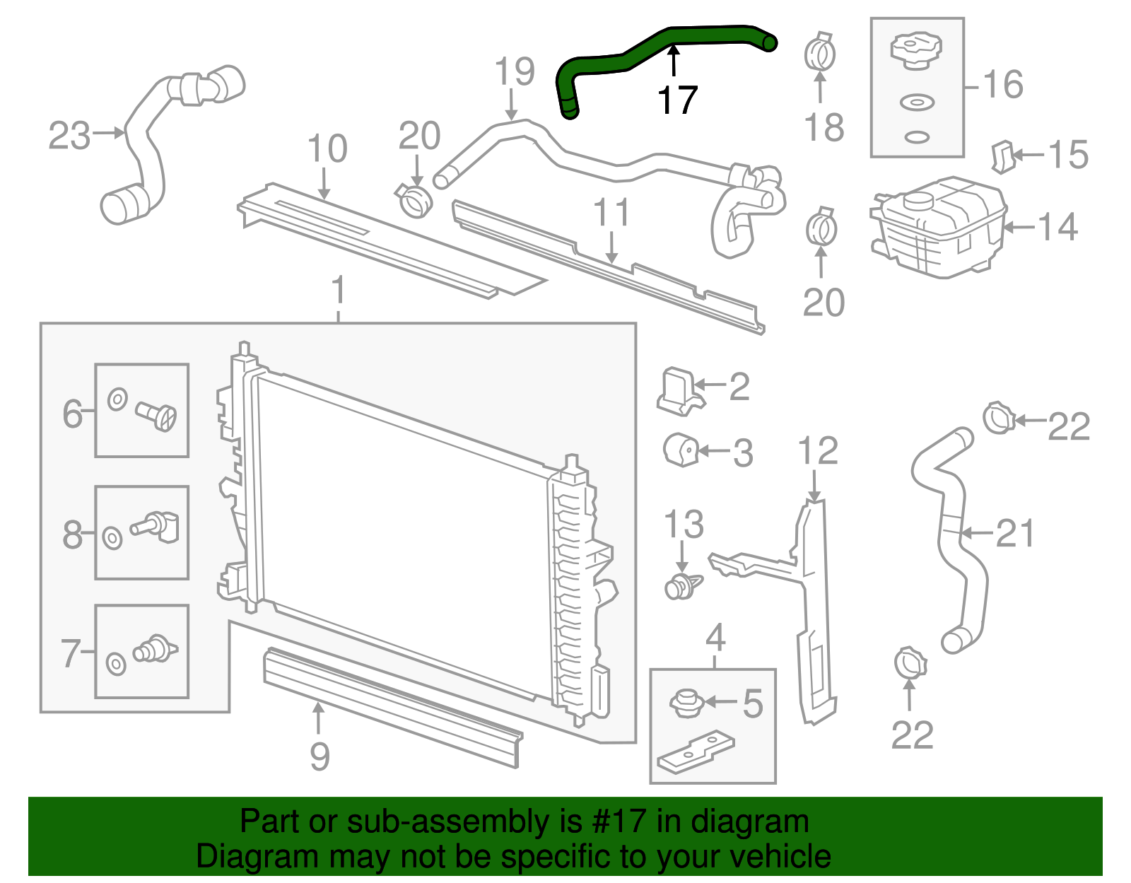2011-2016 Chevrolet Engine Coolant Hose 13251447 | Courtesy Parts