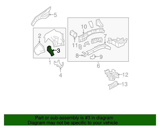 60757-STX-A00ZZ - Fender Apron Reinforcement 2009-2015 Honda Pilot ...