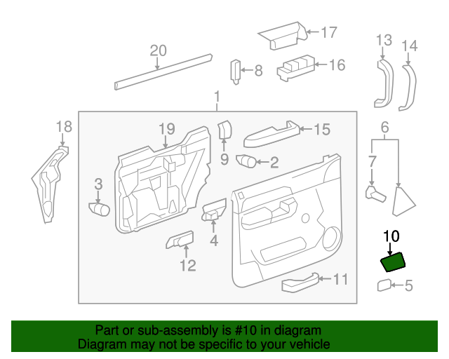2009-2014 GM Ebony Front Side Door Armrest Opening Cover 22874303 GM ...