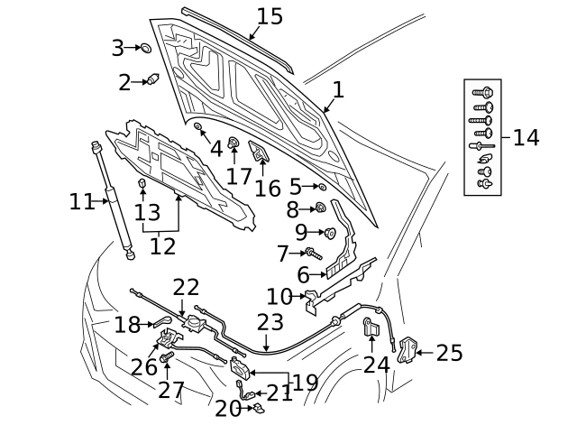 2019-2024 Audi Q3 Hinge Cover 83A-821-169-B | TascaParts.com