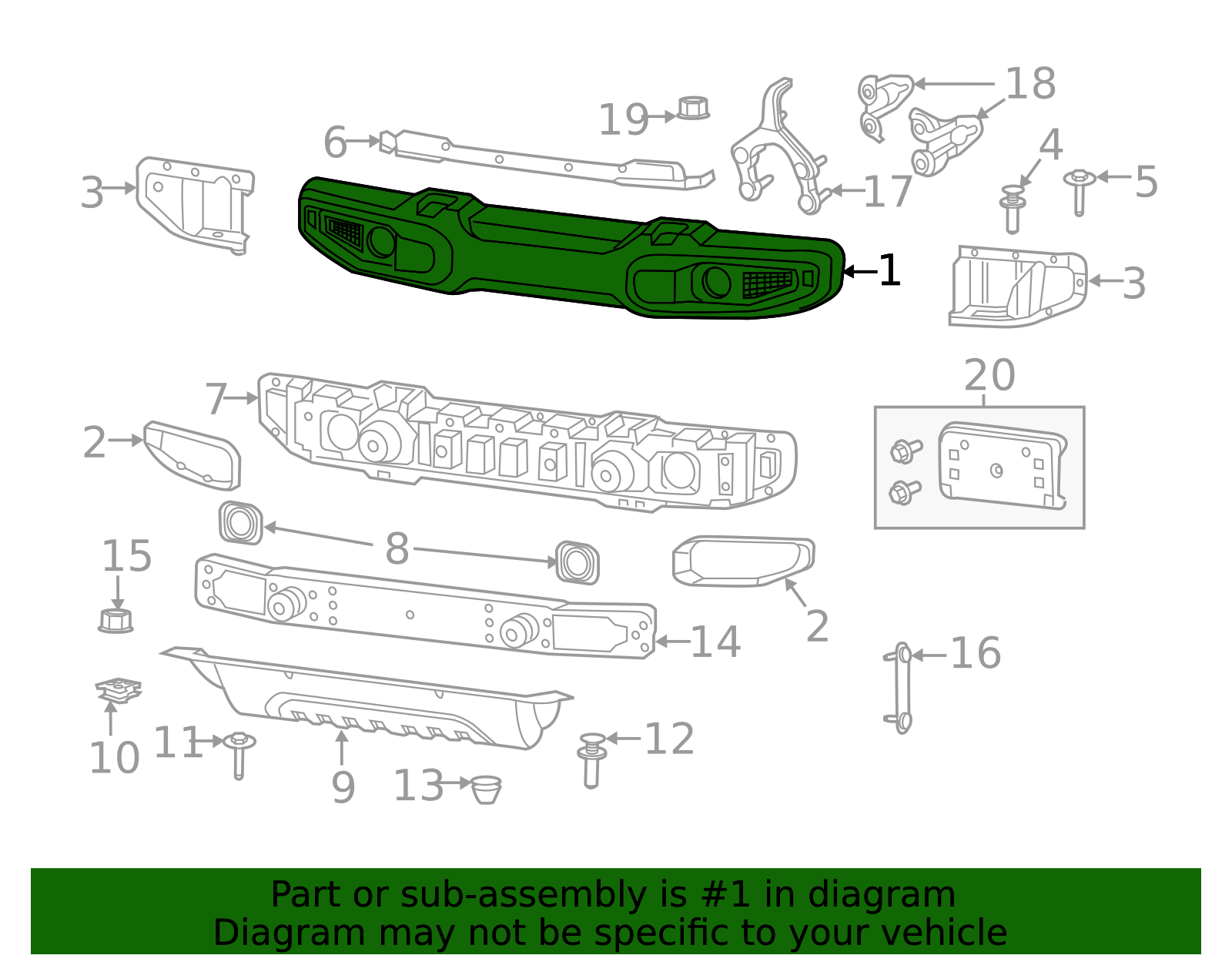 2018-2024 Jeep Bumper 6ZQ94TZZAA | Mopar Parts Canada