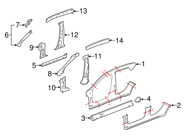 G6424-5DAAA - Rocker Panel Reinforcement 2017-2019 Infiniti QX30 ...