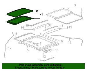2013-2019 Cadillac XTS Sunroof Glass 23441508 GM | GMPartsDirect.com