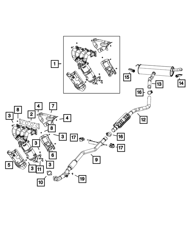 2019-2022 Jeep Cherokee Exhaust Muffler And Tailpipe 68286398AC | Mopar ...
