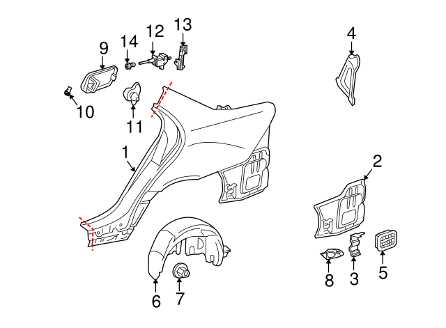 203-698-15-30 - Quarter Panel Splash Shield 2001-2007 Mercedes-Benz ...