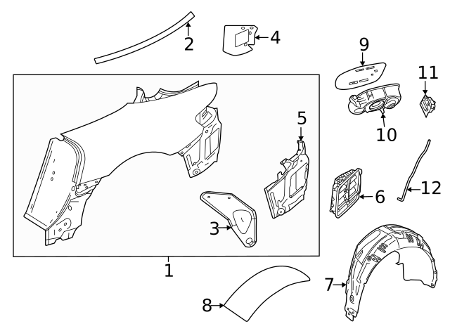 190-698-38-00 - Quarter Panel Splash Shield 2018-2021 Mercedes-Benz ...