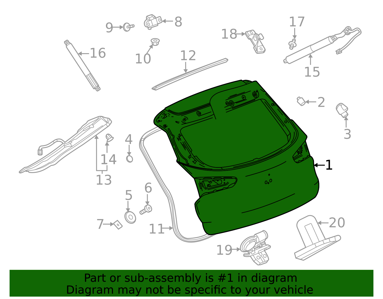 2021-2025 Chevrolet Trailblazer (Replaces 42740730) Lift Gate 42855046 ...