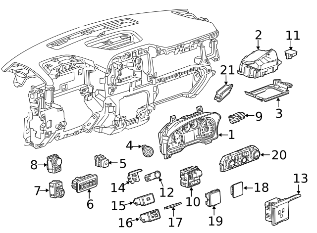 2019-2021 GM Auxiliary Multifunction Switch 84688687 | TascaParts.com