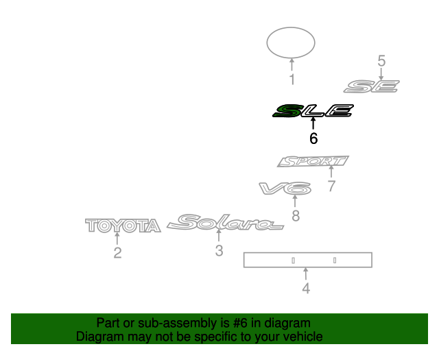 75443-AA150 - Nameplate - 2004-2008 Toyota Solara | OEM Genuine Toyota ...