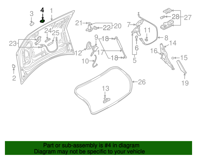 2002-2008 Audi Trunk Lid Bumper 8E5-827-249-B | Audi USA Parts