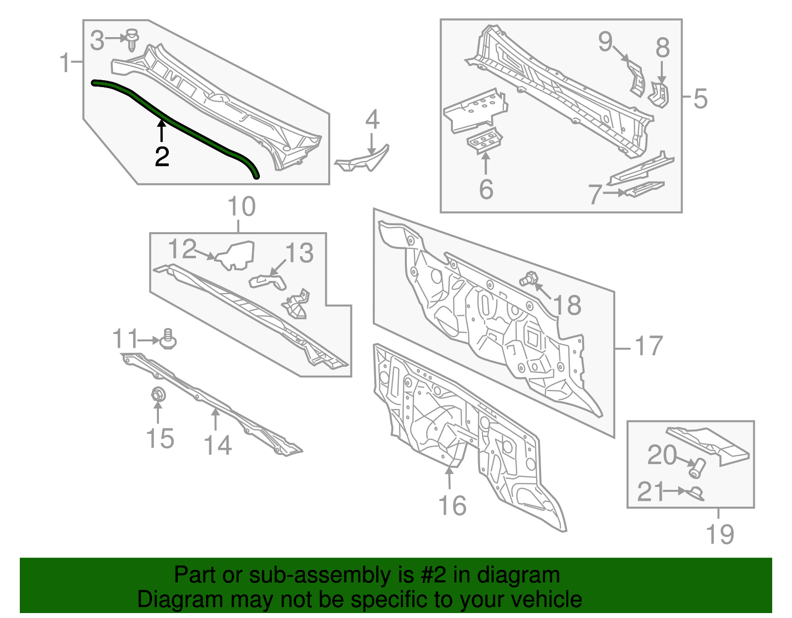 53383-0C020 - 2007-2022 Toyota - Cowl Grille Seal | Conicelli Toyota