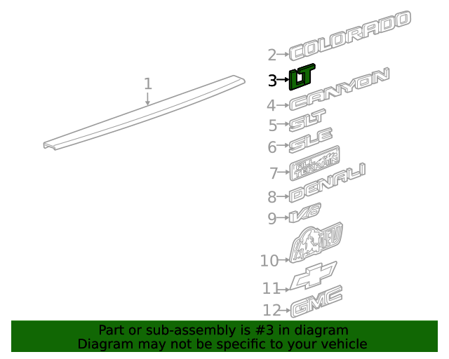 2021 Chevrolet Colorado Nameplate 84467005 | GMPartsDirect.com