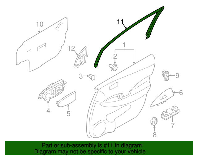 2013-2020 Nissan Leaf Frame Molding - Passenger Side (RH) 802D4-3NF0A ...