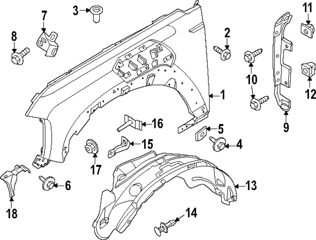 N2DZ-16103-A - Fender Liner - 2022-2024 Ford Bronco | Lasco Auto Parts