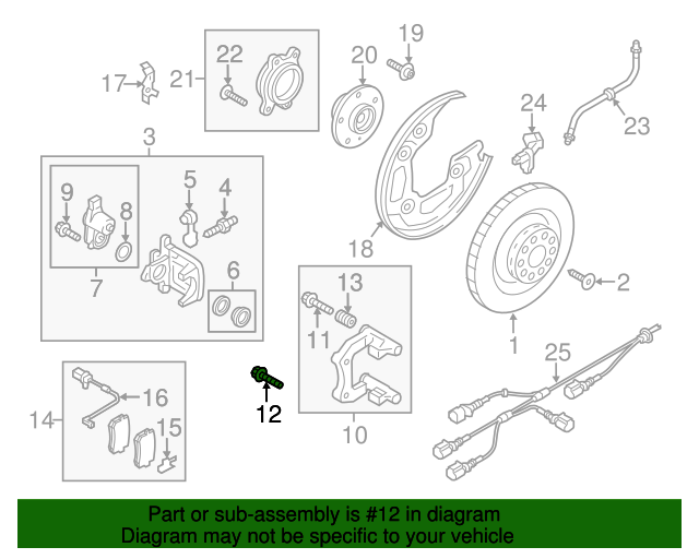 N-911-268-01 - Disc Brake Caliper Bracket Mounting Bolt 2005-2023 Audi ...