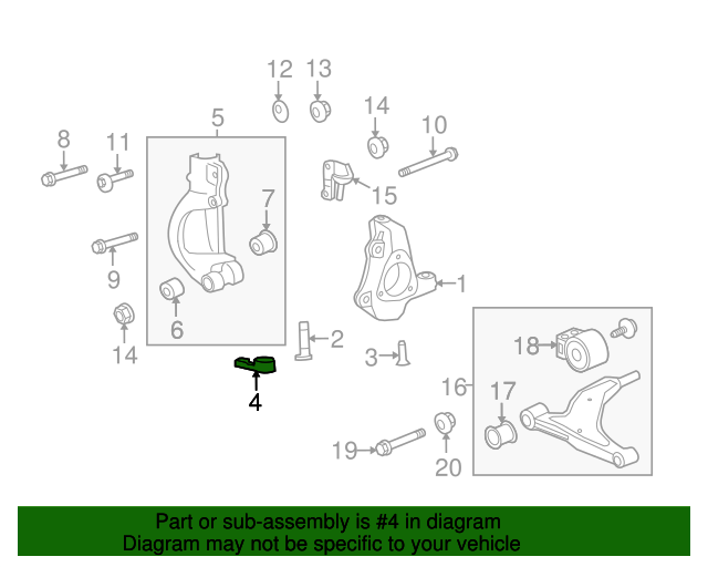2013-2020 GM Front Suspension Strut Yoke Lower Ball Joint 23275106 GM ...