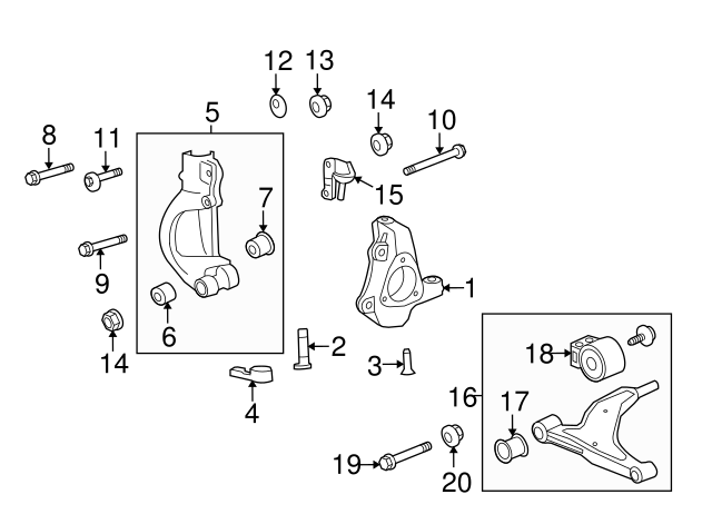 2013-2019 Cadillac XTS Front Passenger Side Suspension Strut Yoke ...