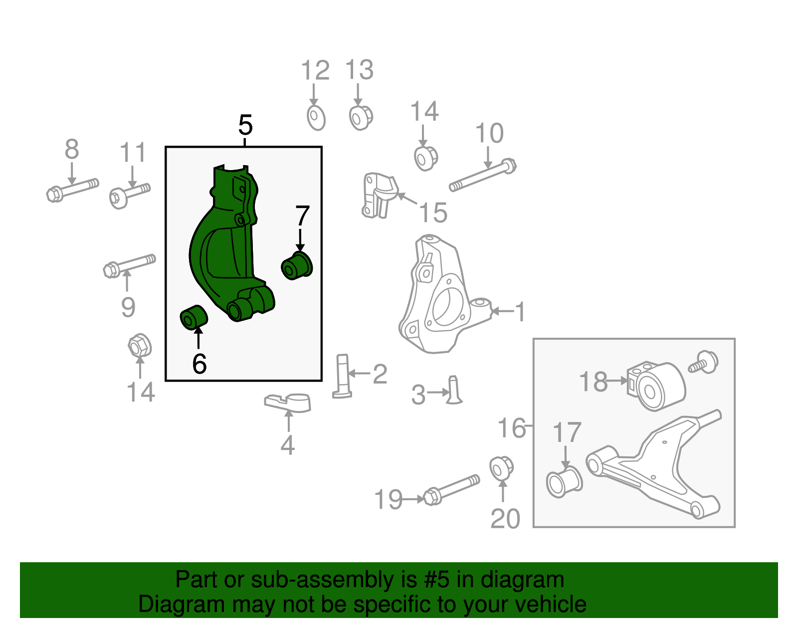 23189140 - Front Driver Side Suspension Strut Yoke 2013-2019 Cadillac ...
