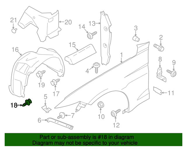 2018-2023 Ford Mustang Fender Liner Retainer -W717823-S300 | TascaParts.com