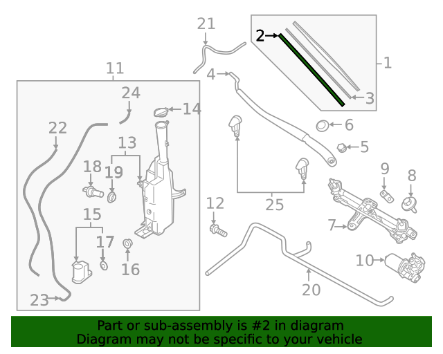 Hyundai - 98351-2W000 - Wiper Blade Insert - 2013-2024 Hyundai | OEM ...
