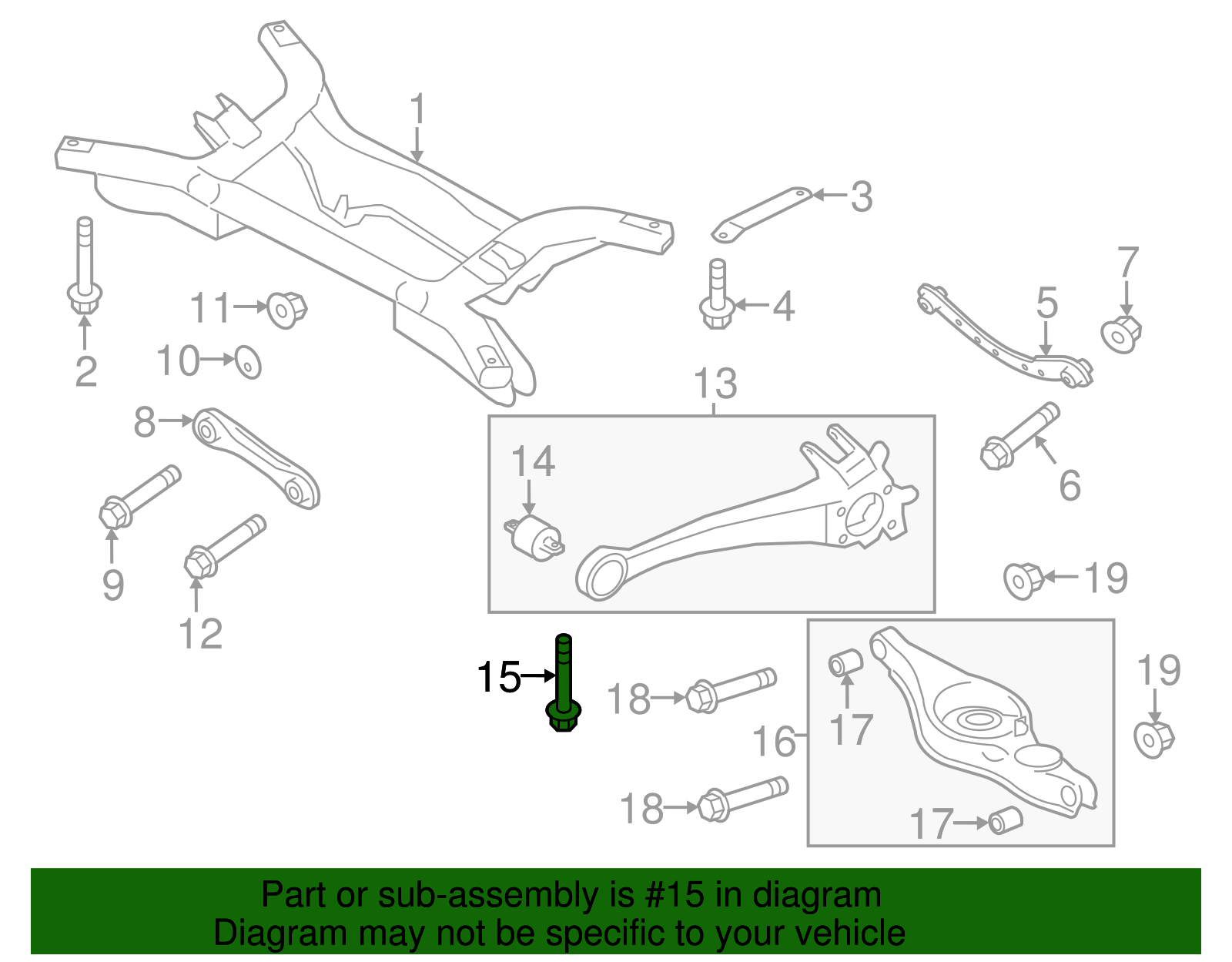 2008-2024 Mitsubishi Trailing Arm Bolt MU000995 | Mitsubishi Parts ...