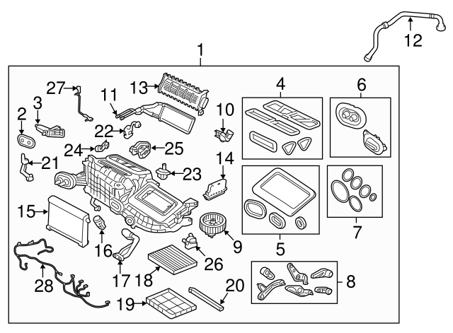 2018-2023 Land Rover Range Rover Velar AC & Heater Assembly Seal Kit ...
