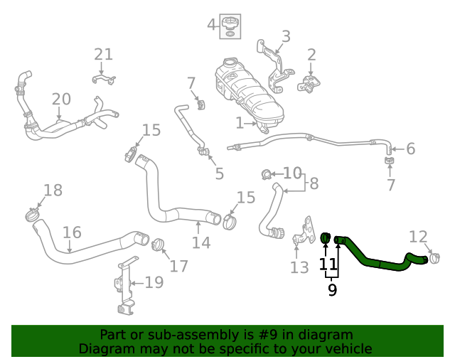 2020-2025 Chevrolet Corvette Water Pump Inlet Hose 84369166 GM ...
