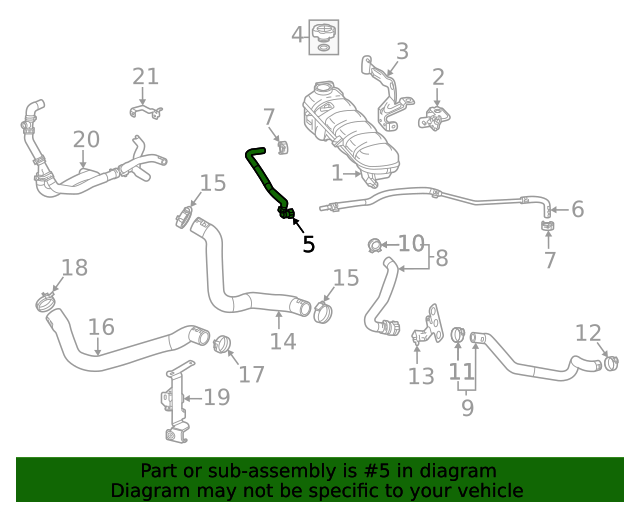 2020-2022 Chevrolet Corvette Radiator Surge Tank Inlet Hose 84369143 ...