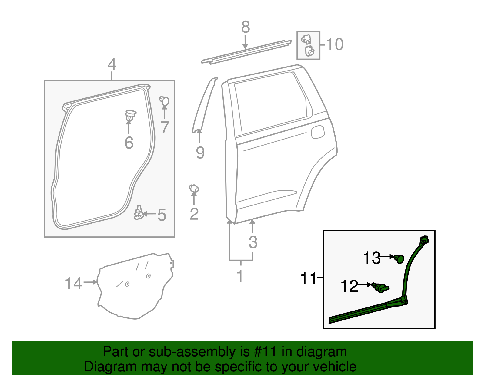 2008-2022 Toyota Sequoia Lower Weather-Strip 67888-0C050 | Toyota Parts ...
