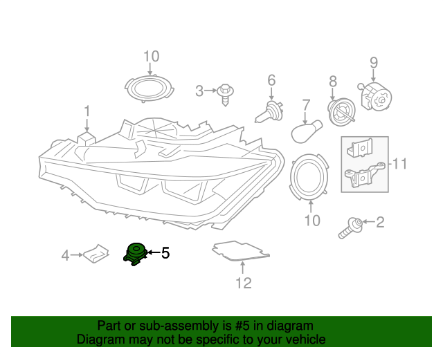 63127280779 - 2009-2022 BMW Headlamp Assembly Nut (63-12-7-280-779 ...