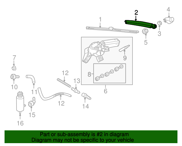 1K9-955-707-A-03C - Back Glass Wiper Arm 2009-2014 Volkswagen Jetta ...