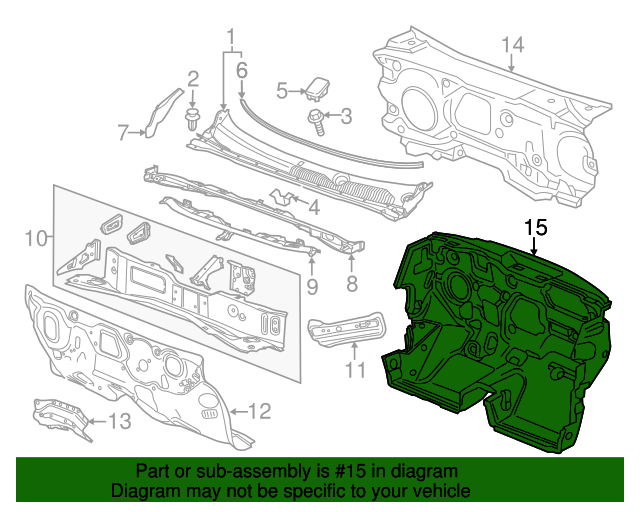 2012-2020 Chevrolet Sonic Inner Dash Panel Insulator 42343599 GM ...