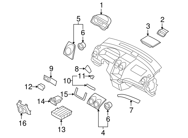 2009-2011 Chevrolet Charcoal Instrument Panel Outer Air Outlet Bezel ...