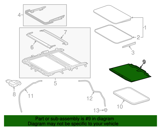 2013-2018 Toyota RAV4 Sunroof Cover 63306-0R030-B1 | Toyota Parts