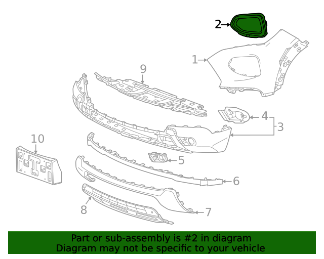 (Replaces 42751682) Front Passenger Side Bumper Cover Headlamp Molding ...