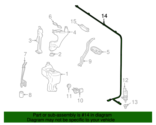 221-860-02-92 - Washer Hose 2007-2014 Mercedes-Benz | MB Parts Express