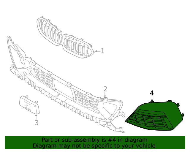 Genuine BMW 51-11-8-075-487 | Outer Grille | FREE Shipping on Most ...