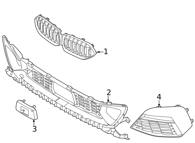 51118075487 - 2020-2021 BMW 228i xDrive Gran Coupe Outer Grille (51-11 ...