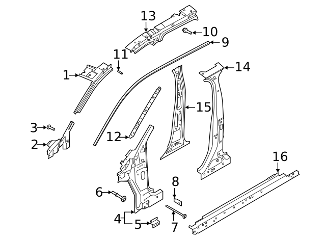 LJ7Z-78025A00-A - Reinforcement A Pillar - 2020-2024 Lincoln Corsair ...