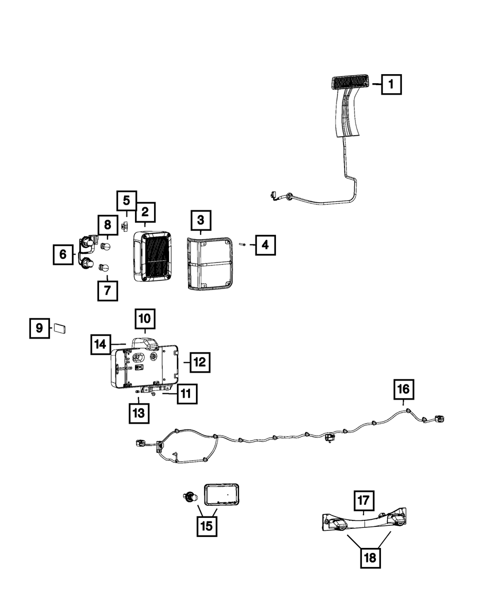 2007-2018 Jeep Tail Stop Turn Lamp, Right 55077890AH | Mopar eStore
