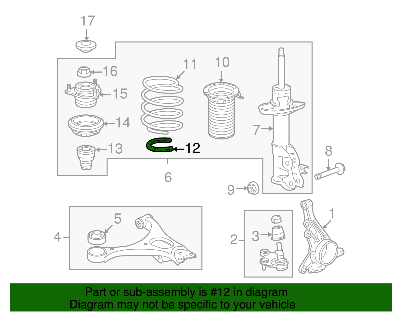 51684-SNA-A02 - 2006-2015 Honda Civic - Rubber R Front Spring (Lower ...