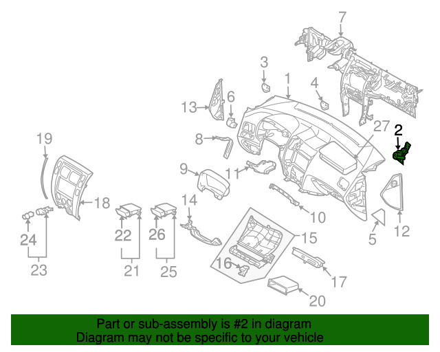84716-2E000 - Instrument Panel Bracket - 2005-2009 Hyundai Tucson ...