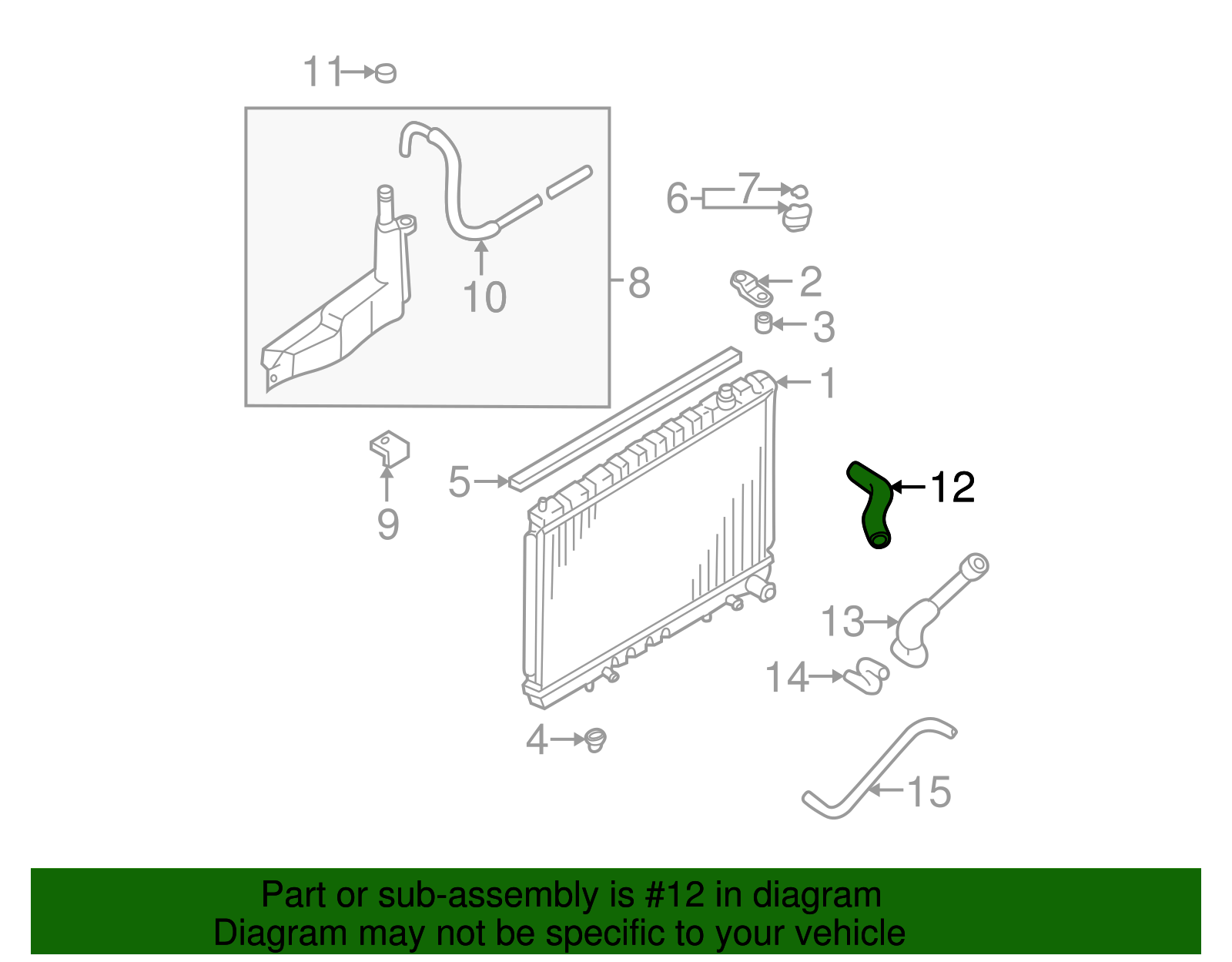 1996-2000 Nissan Pathfinder Upper Hose 21501-0W501 | Nissan Parts Central