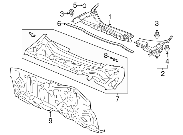 2013-2017 Honda Accord Cowl Top Assembly (B) 74219-T2F-A00 | OEM Parts ...